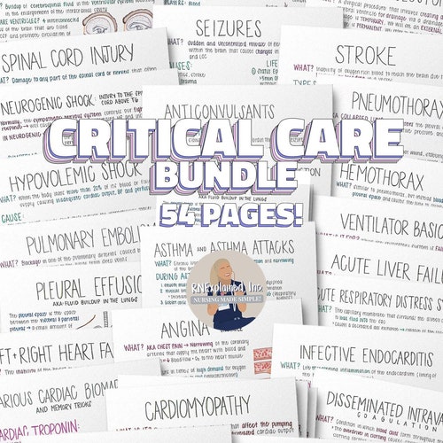 Critical Care COMPLETE Bundle/ Units 1-4 Pages Nursing - Etsy