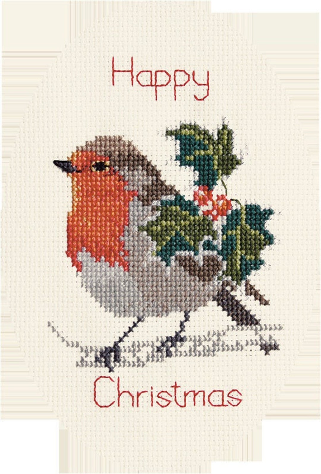 Bothy Threads Holly and Robin Christmas Card Cross Stitch Kit - Etsy