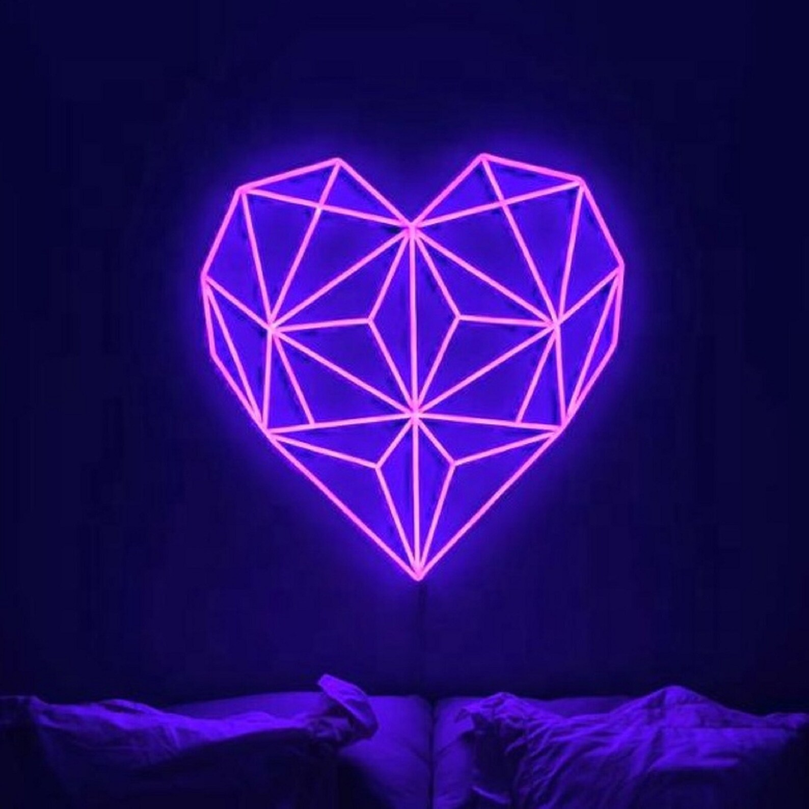 Corazón personalizado neón signo corazón alas noche signo neón | Etsy