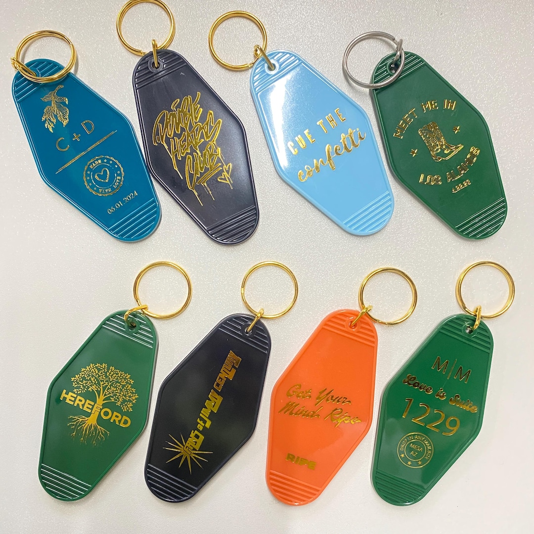 Customized Vintage Motel Keychains Foil Stamping Keychains - Bulk Order ...