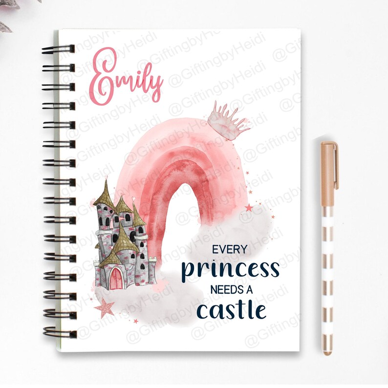 Princess Notebook, Personalised A5 Notebook, Personalised Journal ...