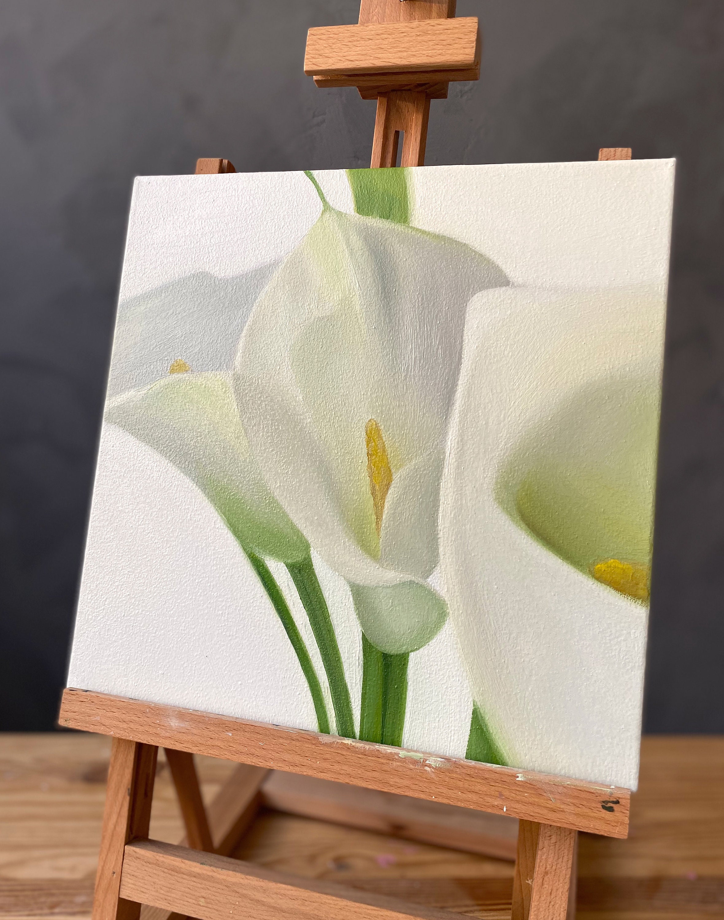 White Calla Oil Painting on Canvas, Original Oil Painting, Botanical ...