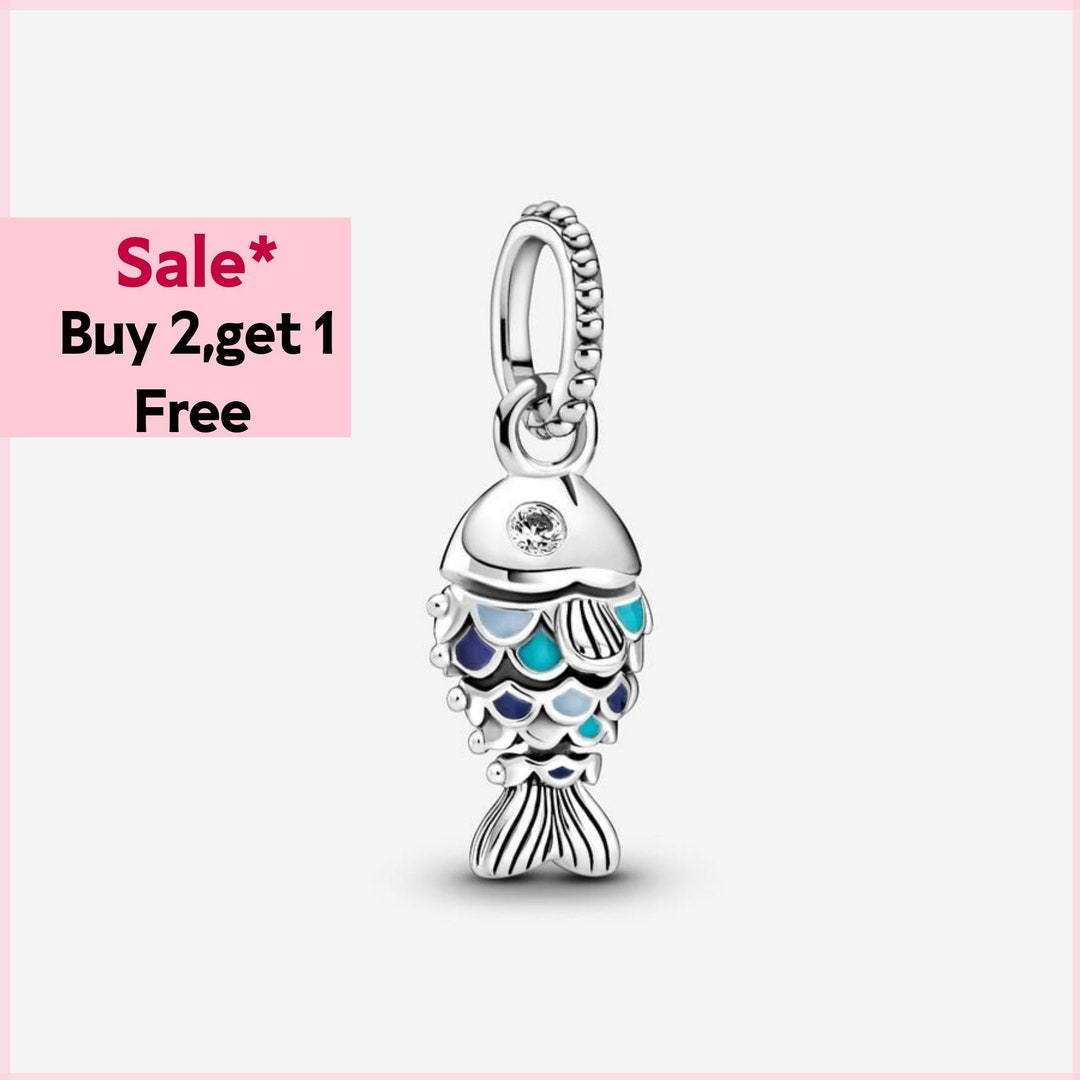 Blue Scaled Fish Dangle Charm,sliver Charms,charm for Bracelet,gift for ...