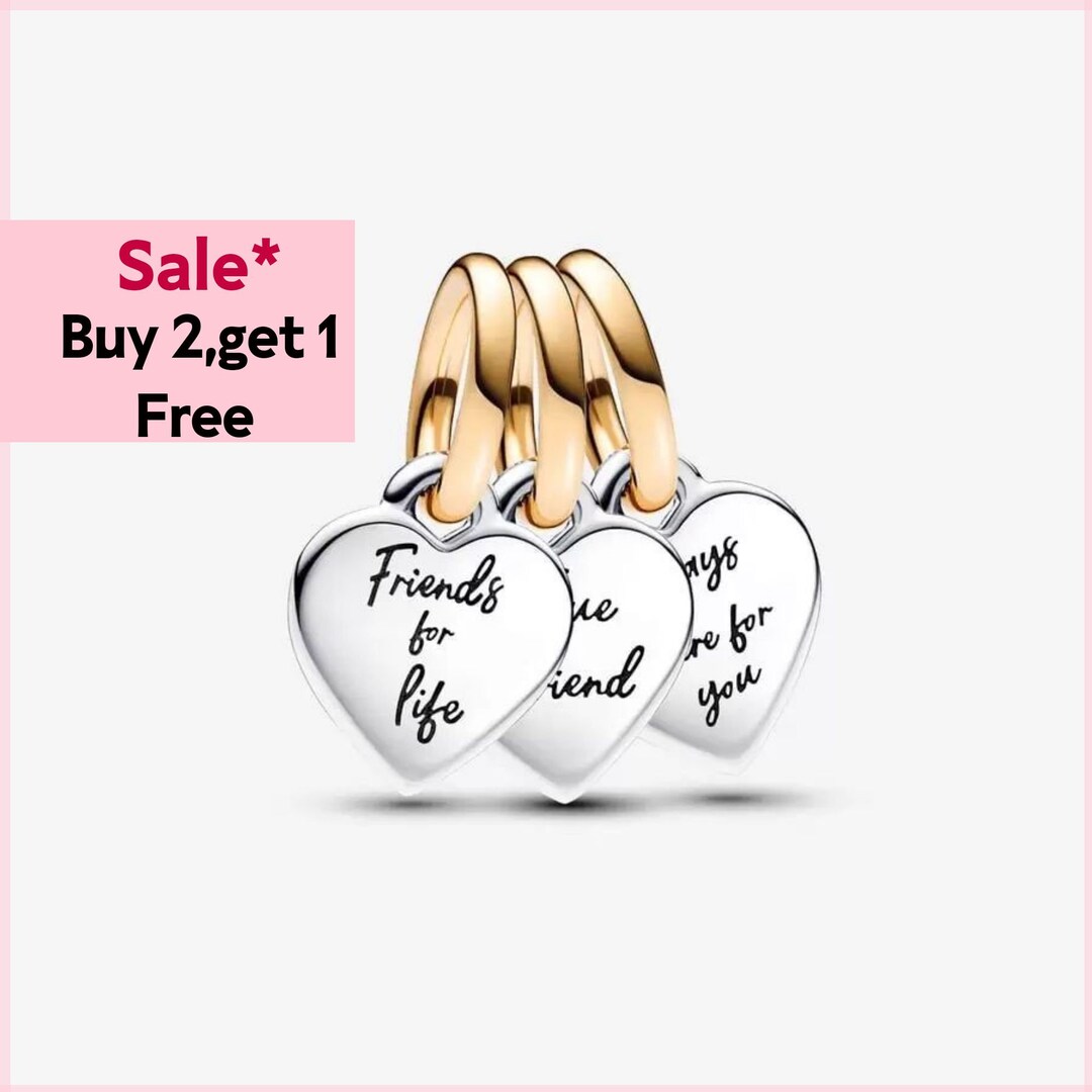 Two-tone Splittable Friendship Triple Dangle Charm,sliver Charms,charm ...