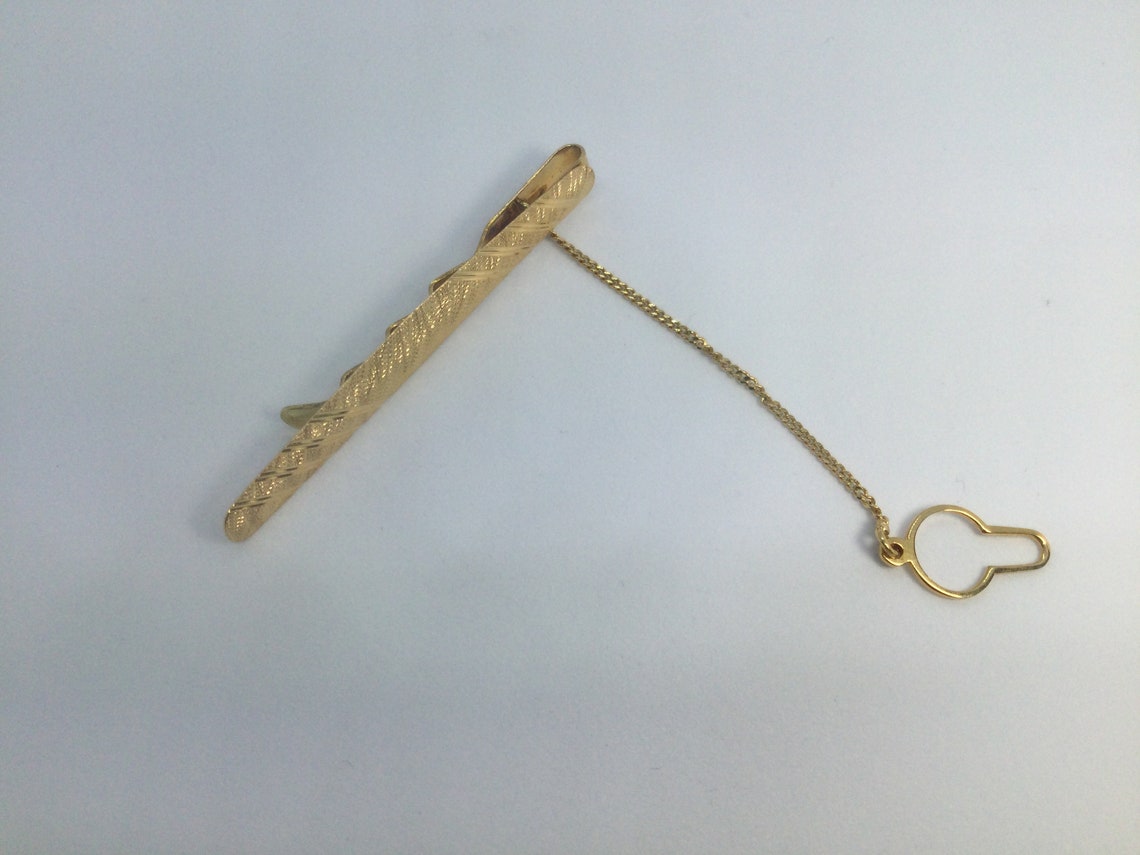 18K Solid Gold Vintage Matt Finishing Tie Clip With Button - Etsy UK