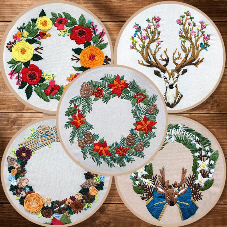 Pack Embroidery Starter Kit With Pattern and Instructions-floral ...