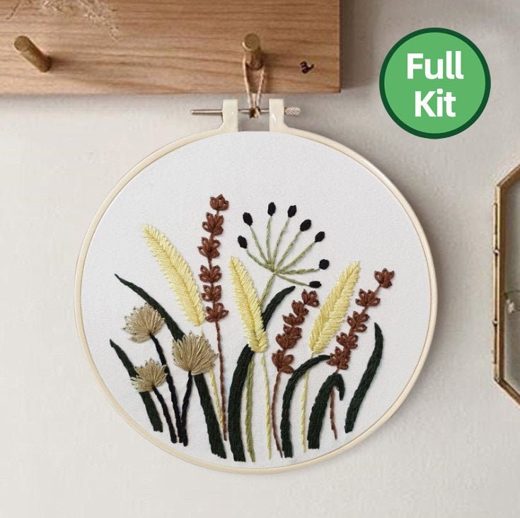 Diy Plant Embroidery Kit Beginner- Hand Full Kit- DIY Flower Hoop Wall ...