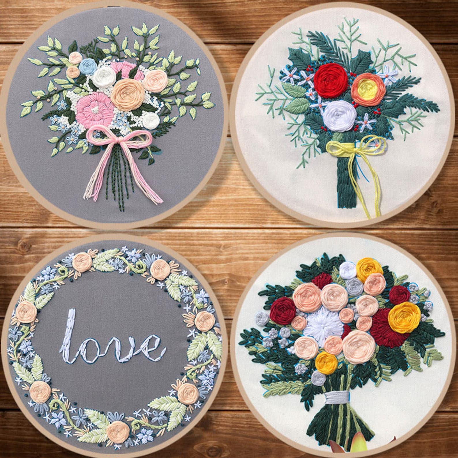 DIY Flower Embroidery Kit - Modern Flower Plant Hand Embroidery Kit ...