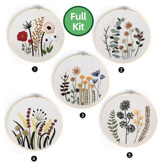 Diy Plant Embroidery Kit Beginner Hand Full Kit DIY Flower | Etsy