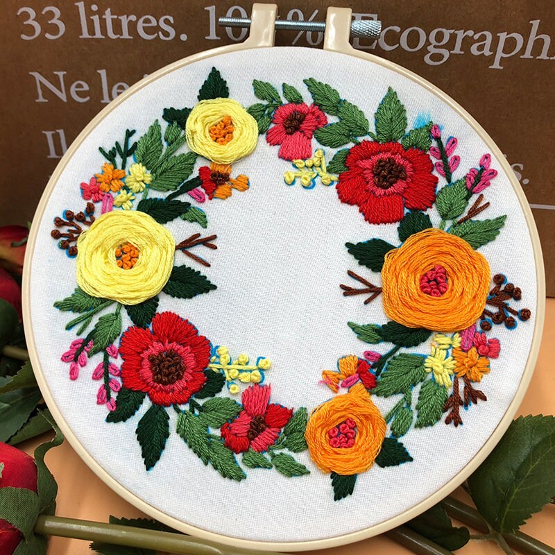Pack Embroidery Starter Kit With Pattern and Instructions-floral ...