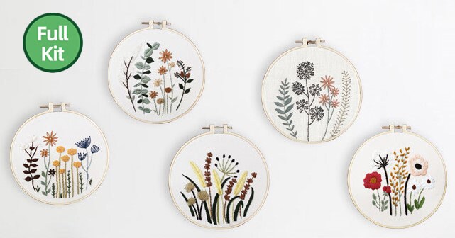 Diy Plant Embroidery Kit Beginner Hand Full Kit DIY Flower Hoop Wall ...