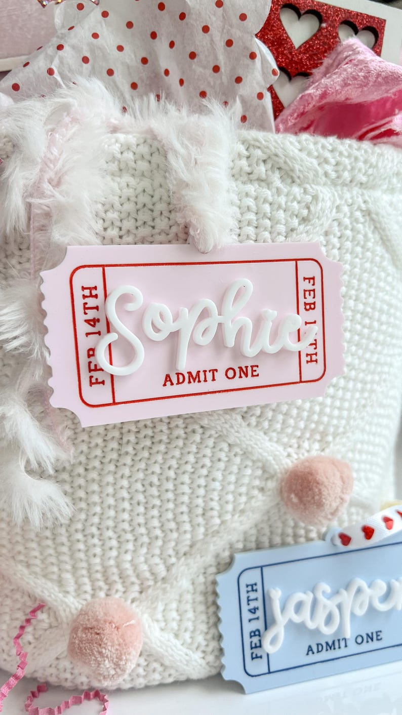 Admit One Ticket | Valentine’s Day Basket Tag | Name Tag | Valentine’s ...