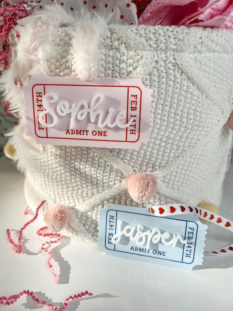 Admit One Ticket | Valentine’s Day Basket Tag | Name Tag | Valentine’s ...