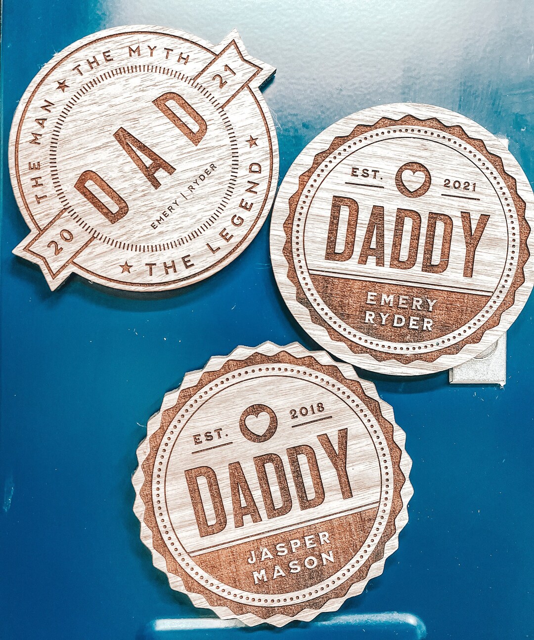 Father's Day Engraved Wood Magnets | Custom Laser Engraved Magnet ...