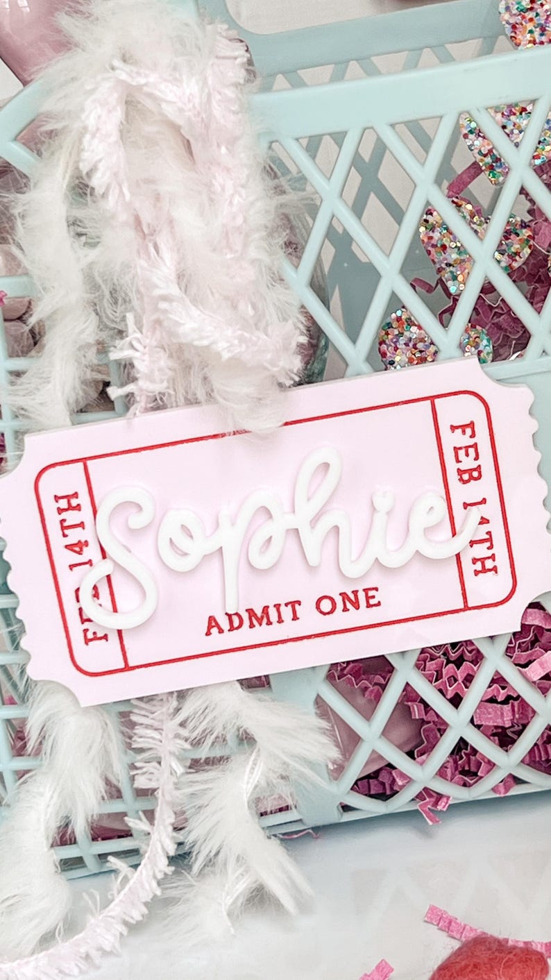 Admit One Ticket | Valentine’s Day Basket Tag | Name Tag | Valentine’s ...