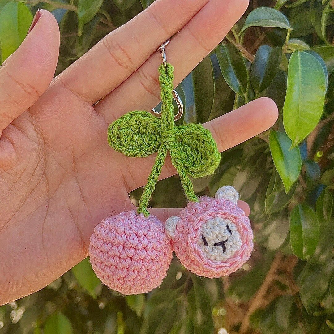 Cherry Teddy Bear Keychain / Crochet, Amigurumi, Cute Keychain, Decor ...