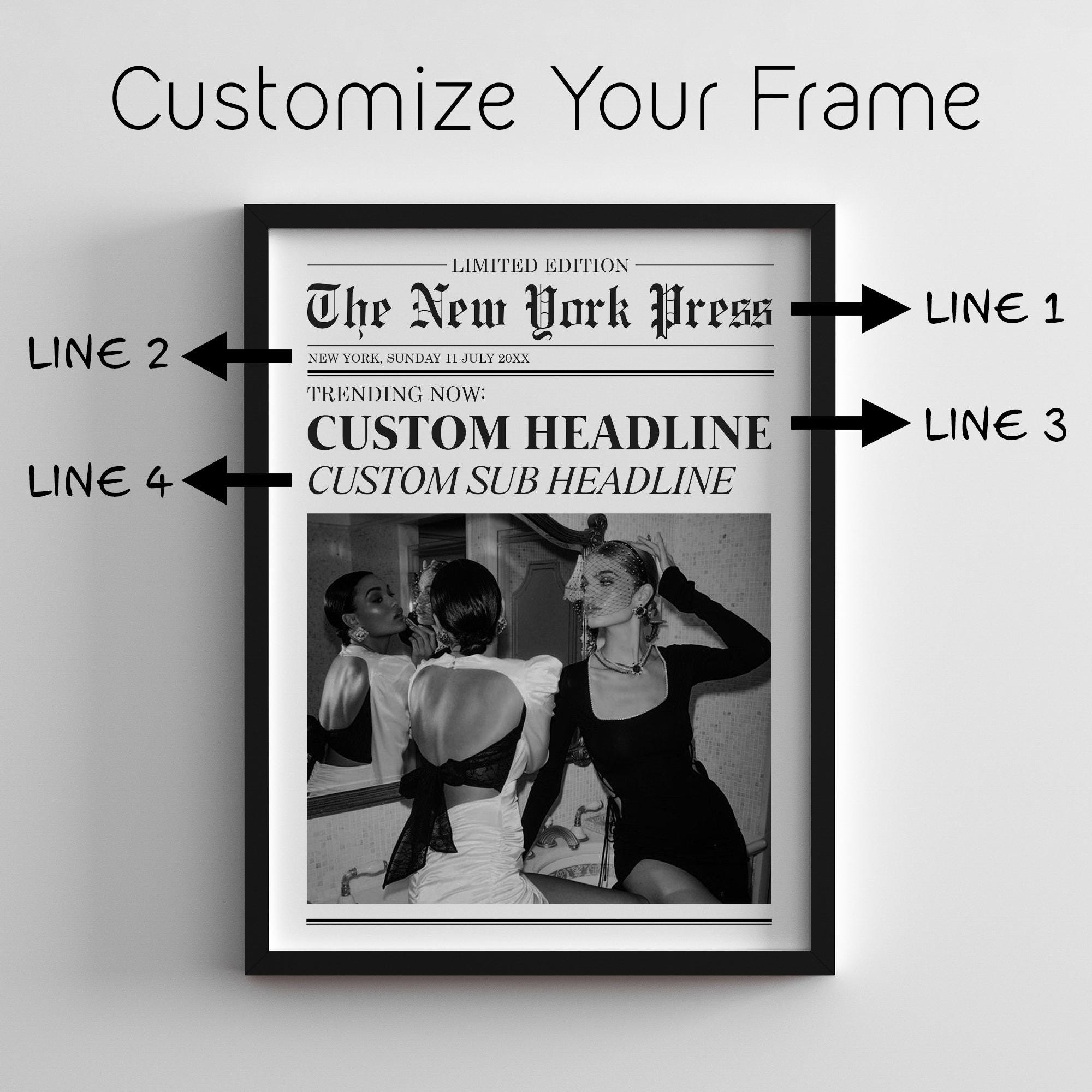 Custom Newspaper Print, Personalized Newspaper Collage Art, Vintage ...