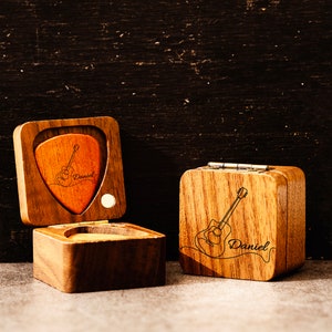 Personalized Guitar Pick Holder, Custom Wooden Guitar Picks With Holder ...