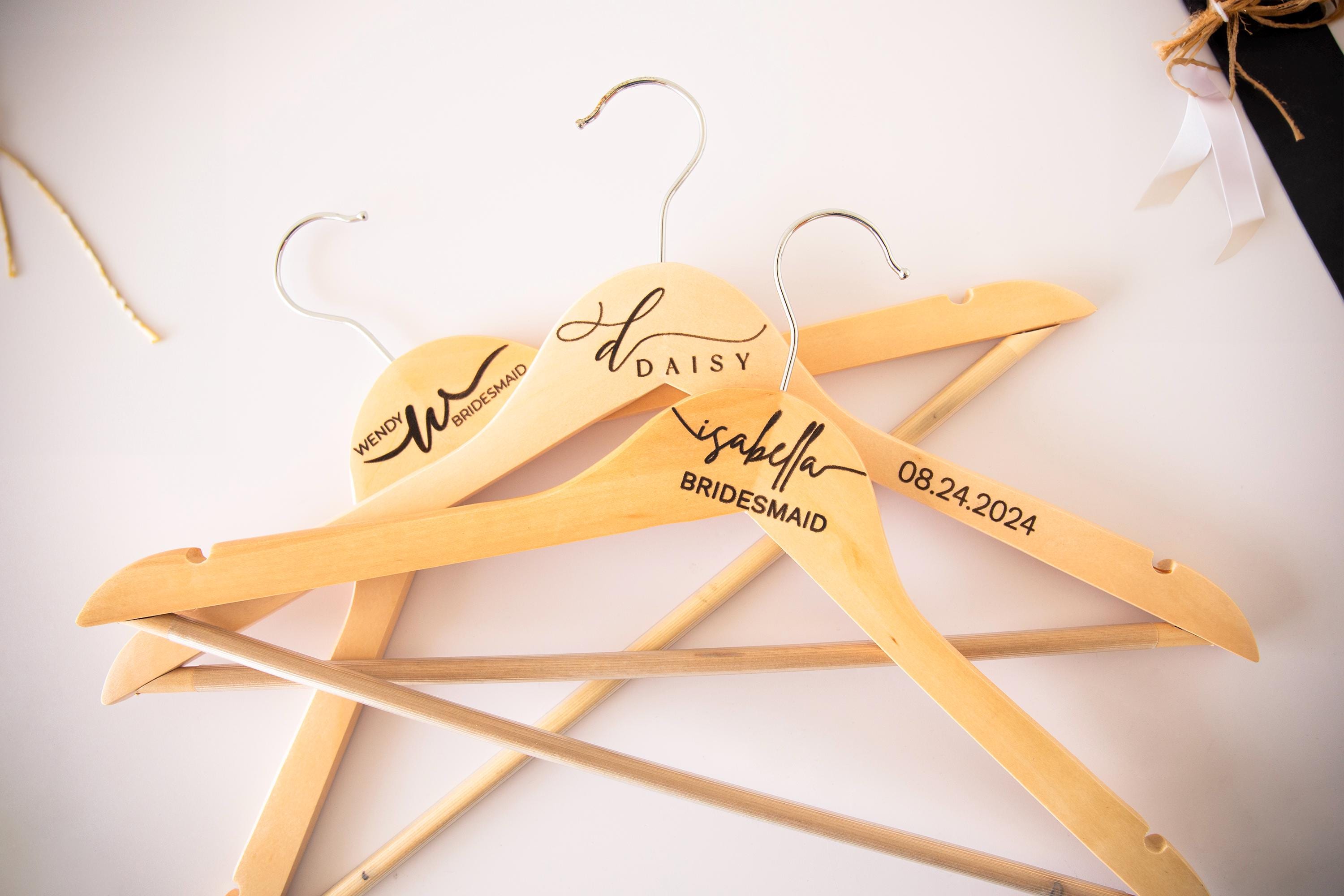 Personalized Bamboo Cloth Hanger, Engraved Cloth Hanger, Bridesmaid ...