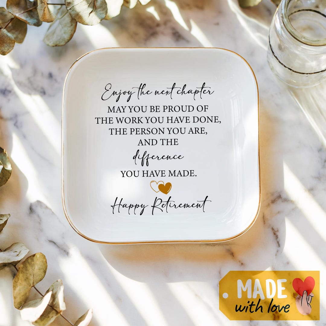 Custom Happy Retirement Ring Dish, Personalized Retirement Trinket ...