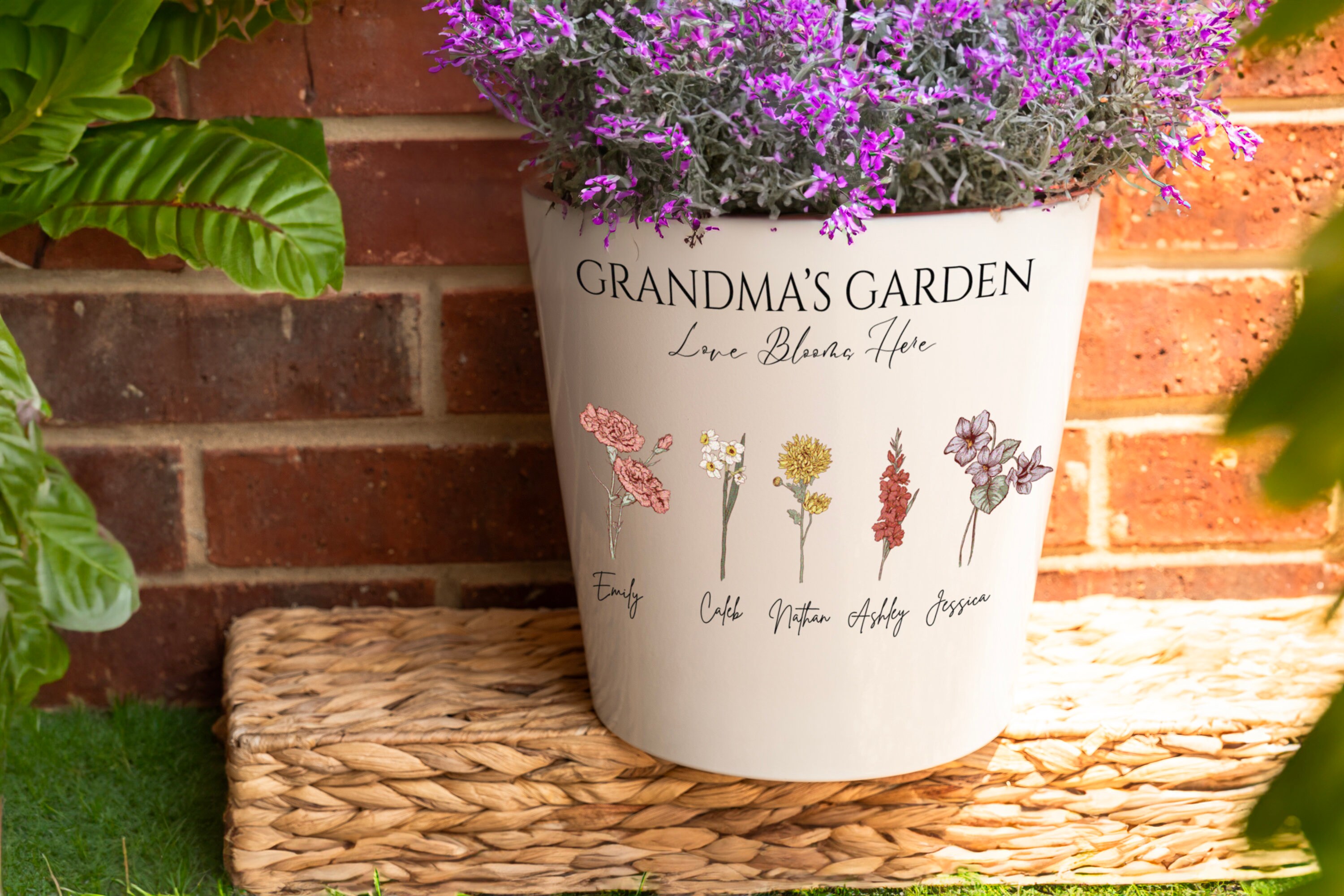 Personalized Grandma's Garden Flower Pot, Gift for Her, Custom Planter ...