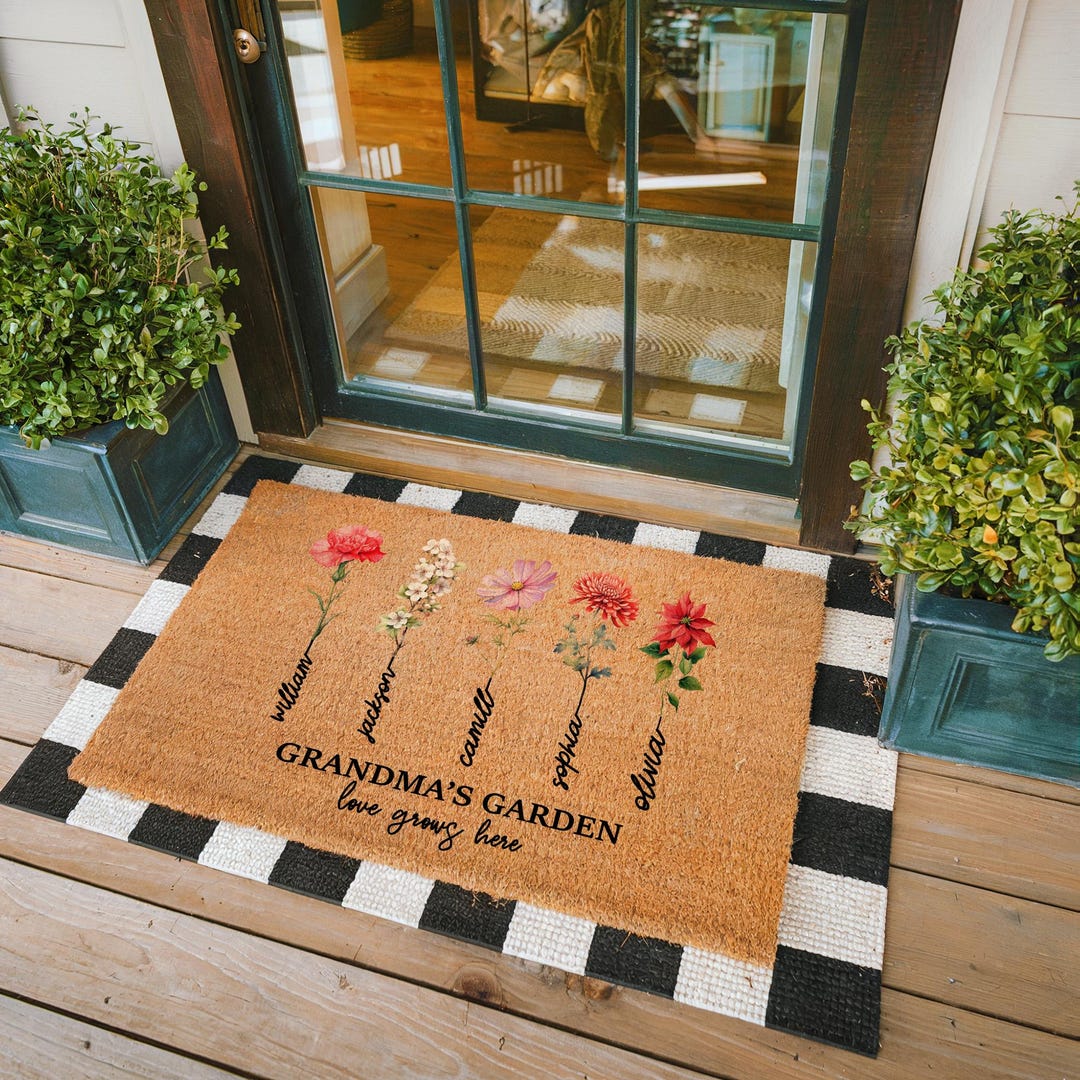 Custom Doormat, Birth Flower Doormat, New Home Decoration, Flower ...