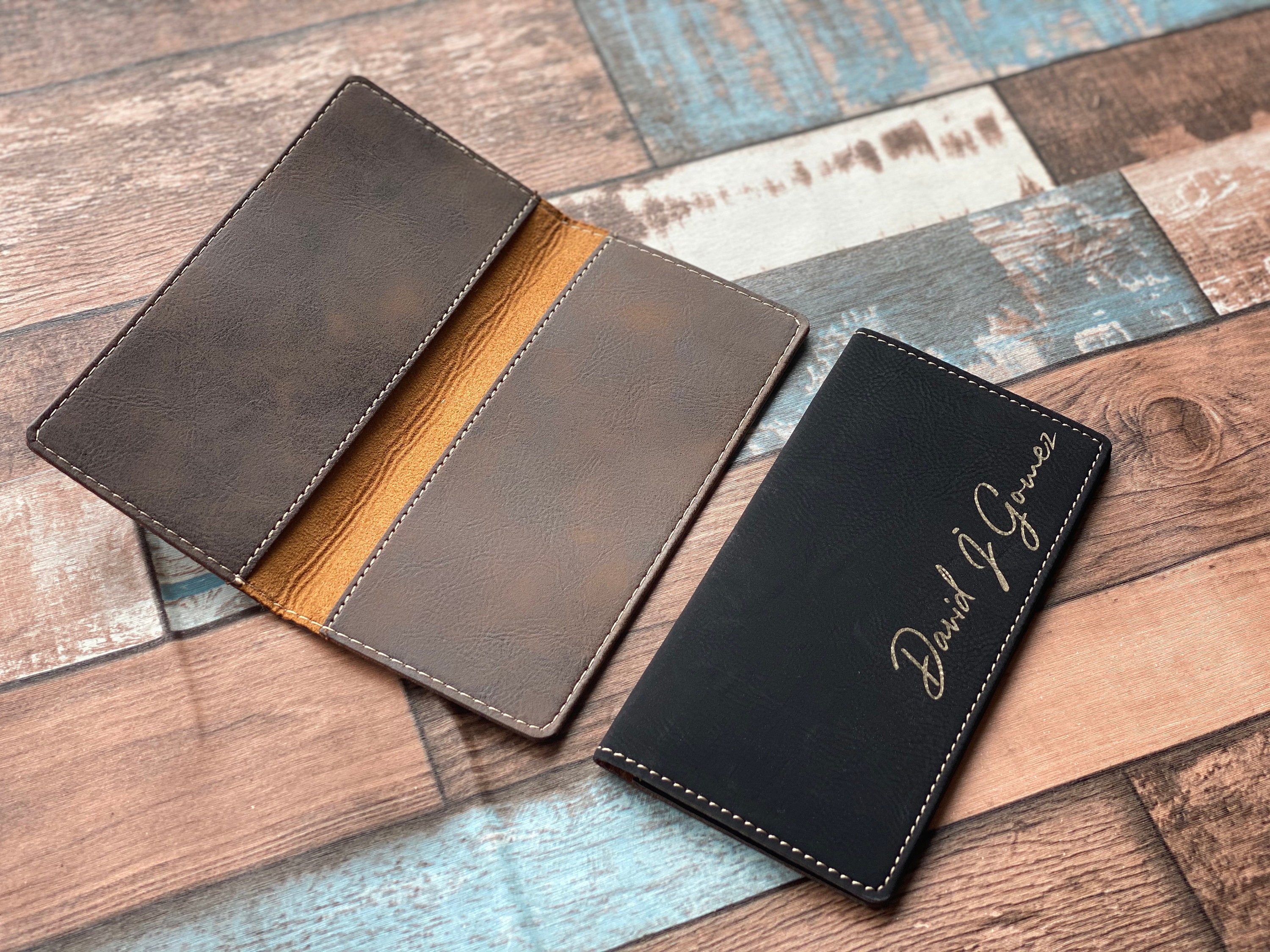 Personalized Checkbook Cover Leather Checkbook Checkbook | Etsy