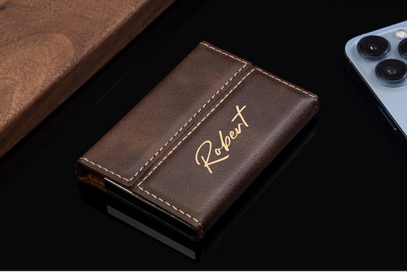 Customized Business Card Holder Personalized Business Card Holder Monogrammed Business Card Holder Business Card Case Leatherette Etsy Ireland