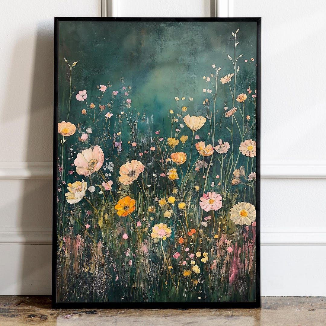 Wildflower Field Framed Wall Art, Modern Farmhouse Photo Frame, Field ...