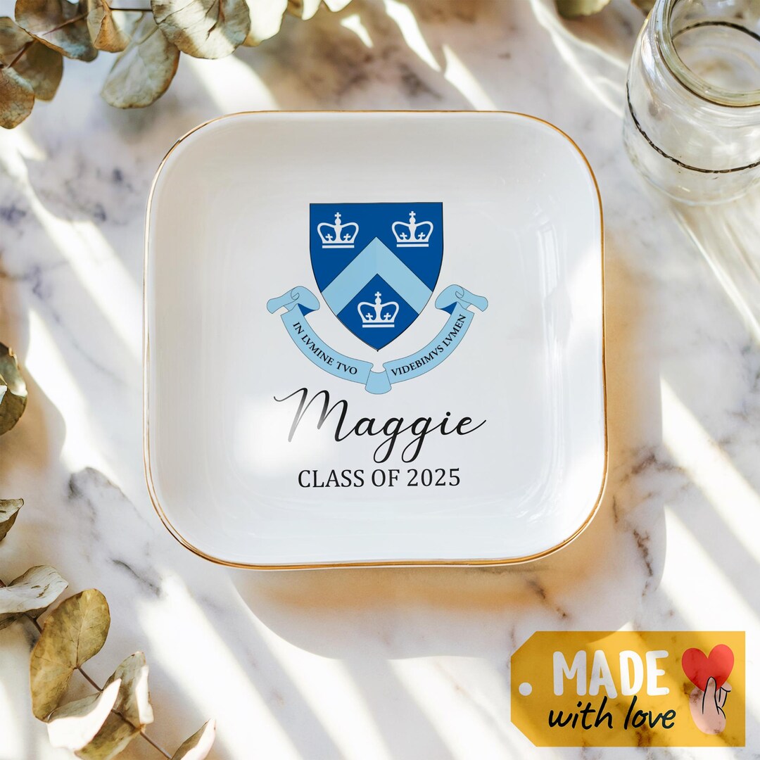 Custom University Trinket Ring Dish, Graduation University Jewelry Dish ...