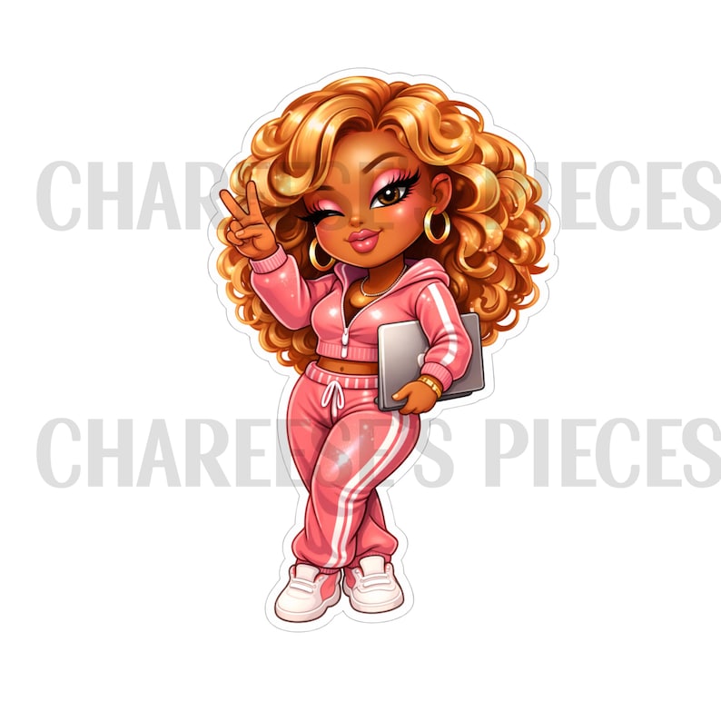 Boss Babe Cartoon PNG Bundle | Afro Glam Bratz Chibi Girl Stickers ...