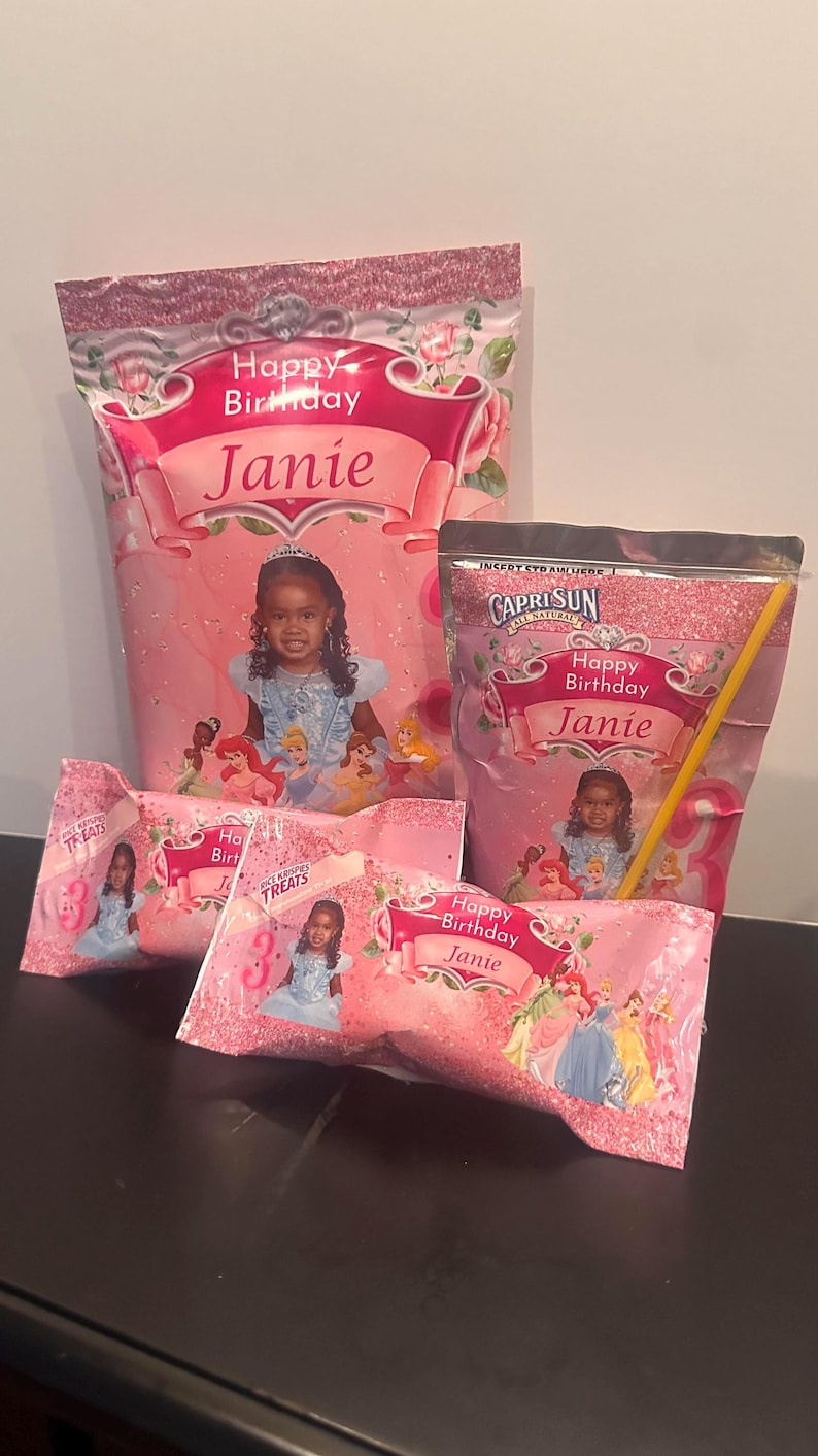 Princess Birthday Party Set: Chip Bag, Rice Crispy Treats, and Capri ...