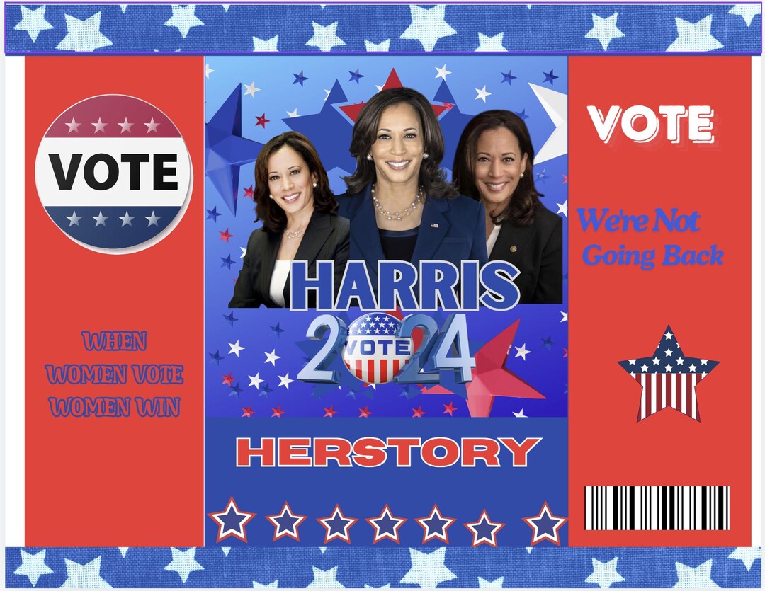 Kamala Harris Chip Bag & Water Bottle Label Digital Party Favor Package ...