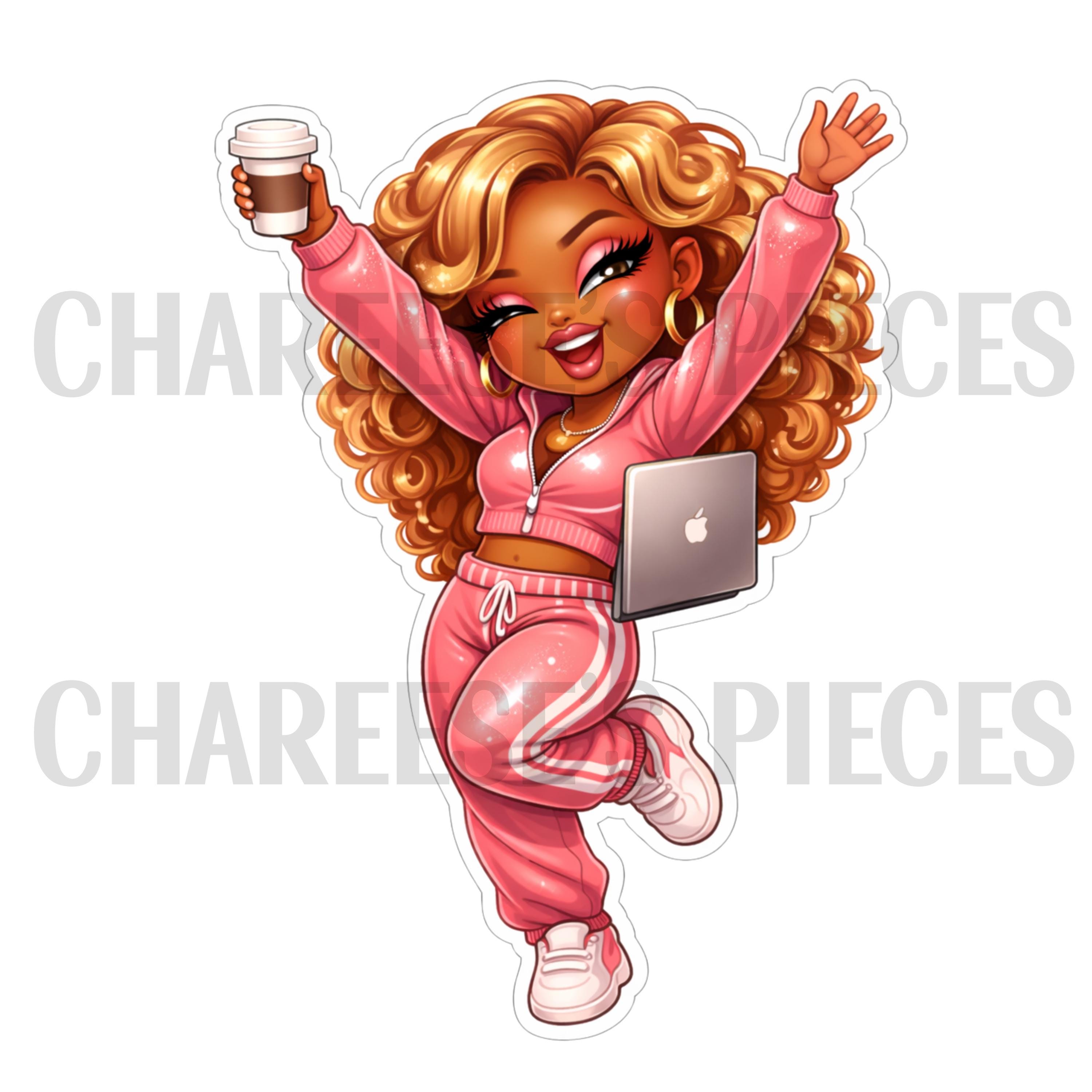 Boss Babe Cartoon PNG Bundle | Afro Glam Bratz Chibi Girl Stickers ...