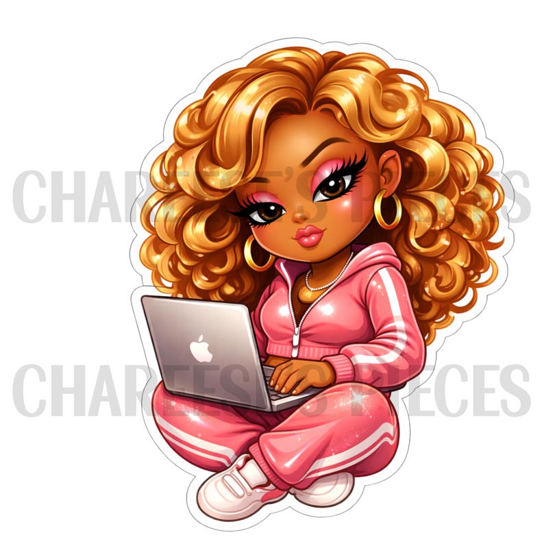 Boss Babe Cartoon PNG Bundle | Afro Glam Bratz Chibi Girl Stickers ...