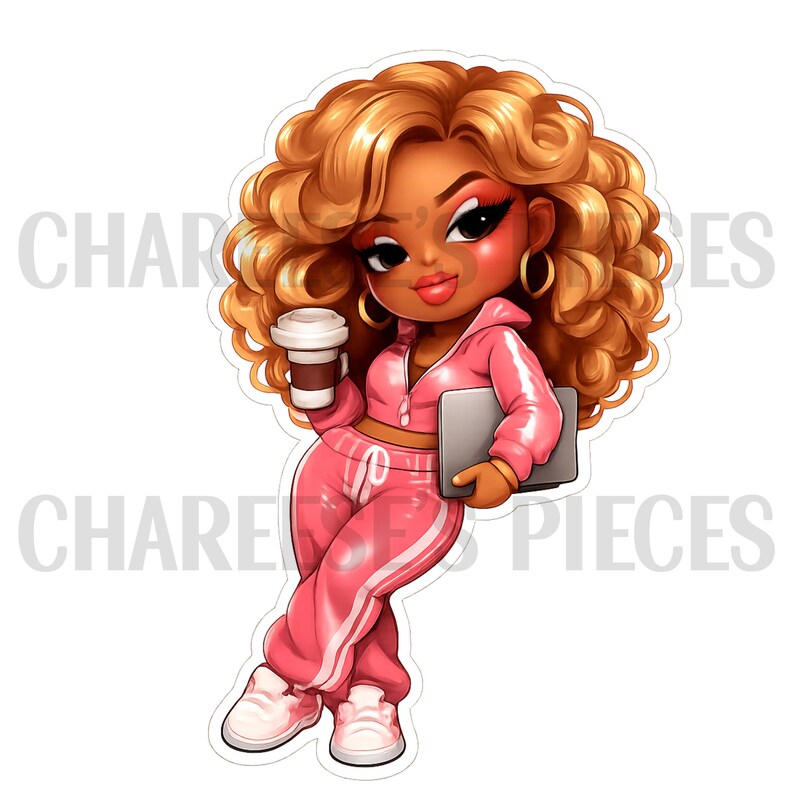 Boss Babe Cartoon PNG Bundle | Afro Glam Bratz Chibi Girl Stickers ...
