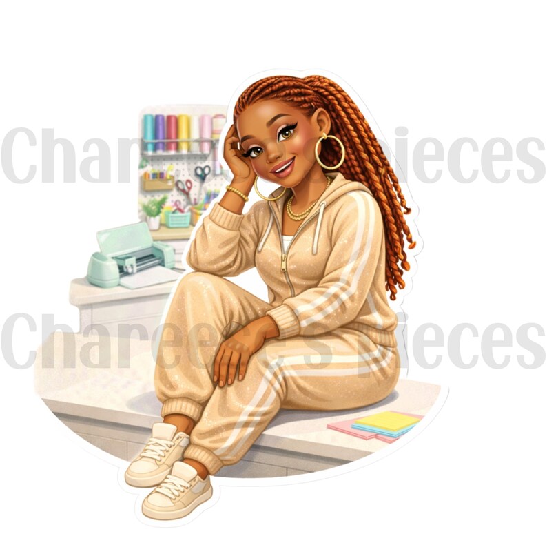 She Crafts She Wins PNG | Black Girl Cricut Stickers | Craft Room PNG ...