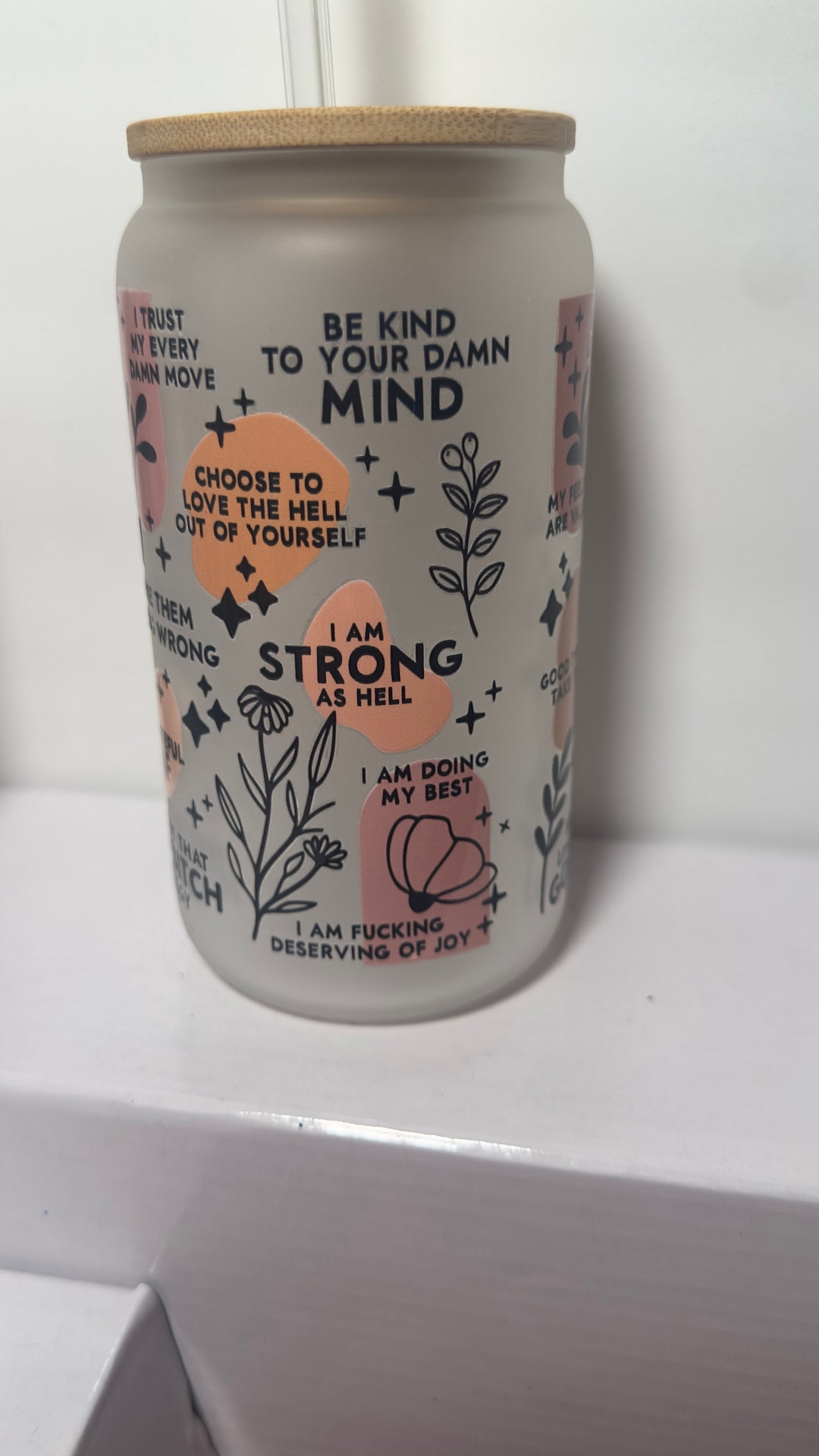 Self-care and Affirmation Libby Can Glass - 16 Ounce - Various Styles ...