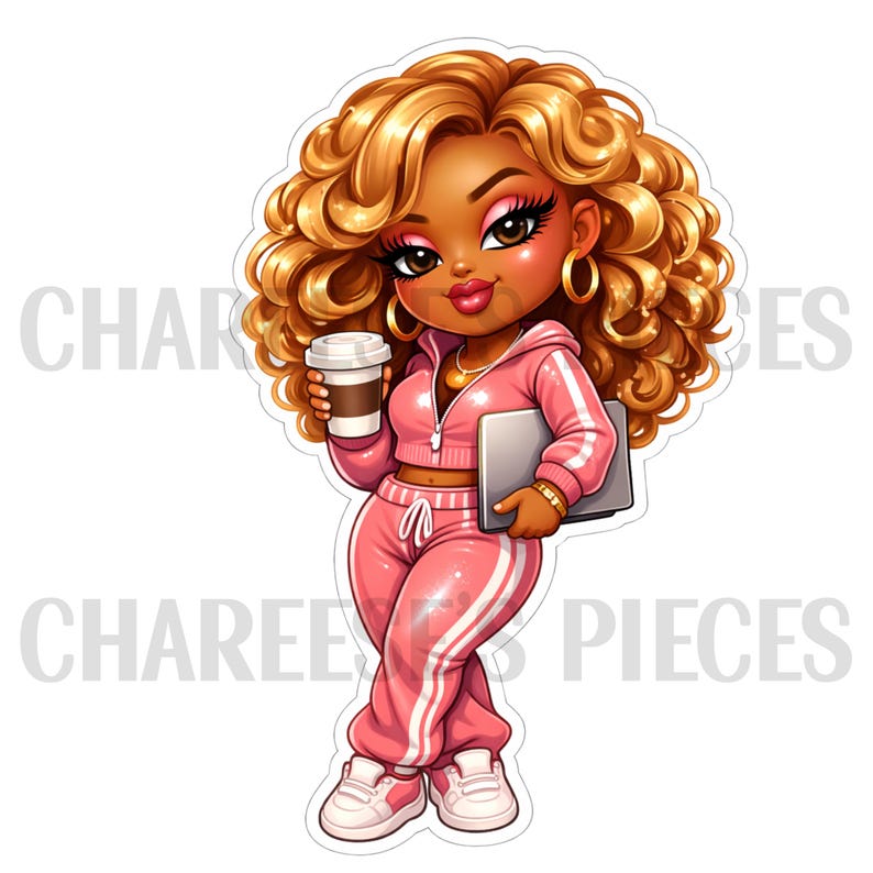 Boss Babe Cartoon PNG Bundle | Afro Glam Bratz Chibi Girl Stickers ...