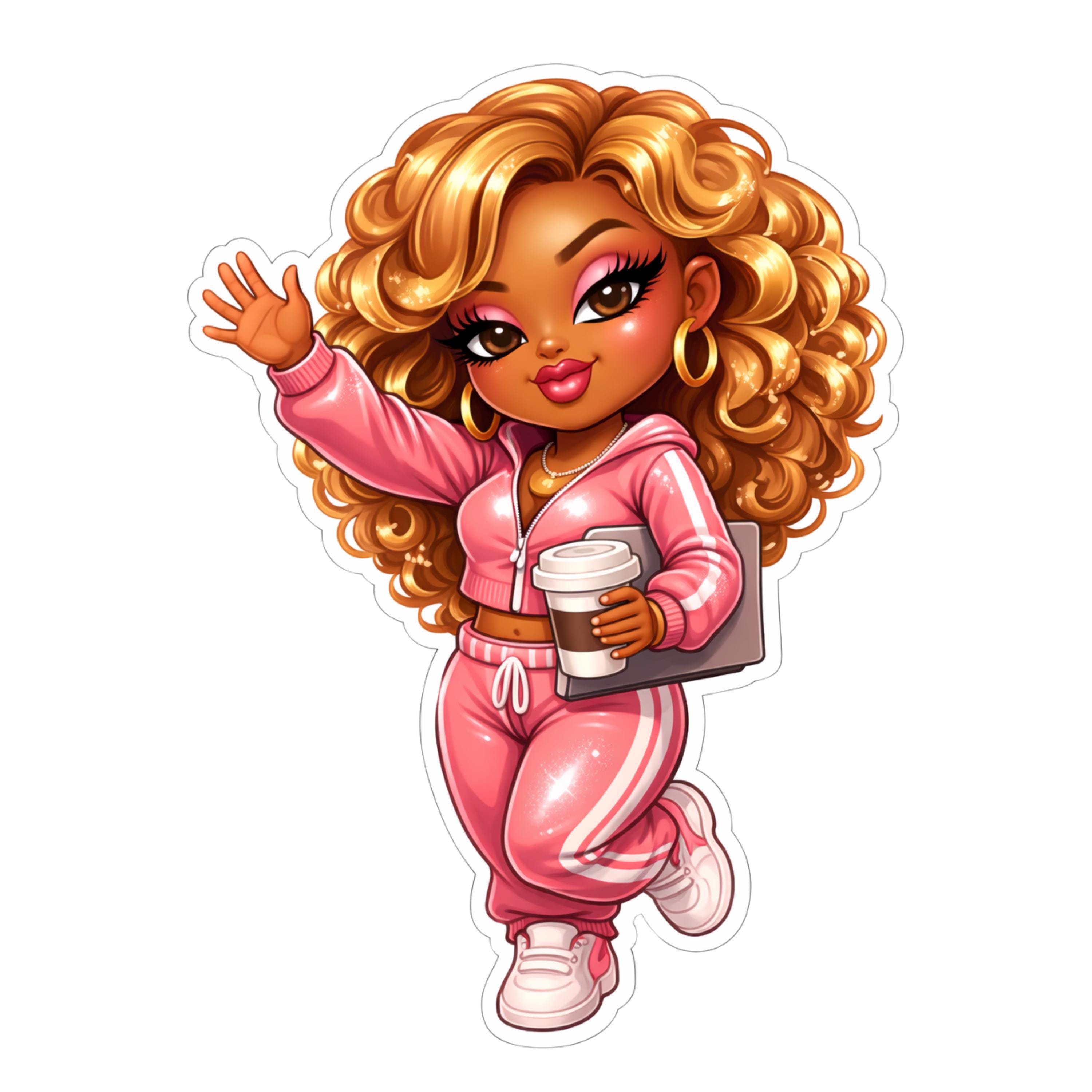 Boss Babe Cartoon PNG Bundle | Afro Glam Bratz Chibi Girl Stickers ...