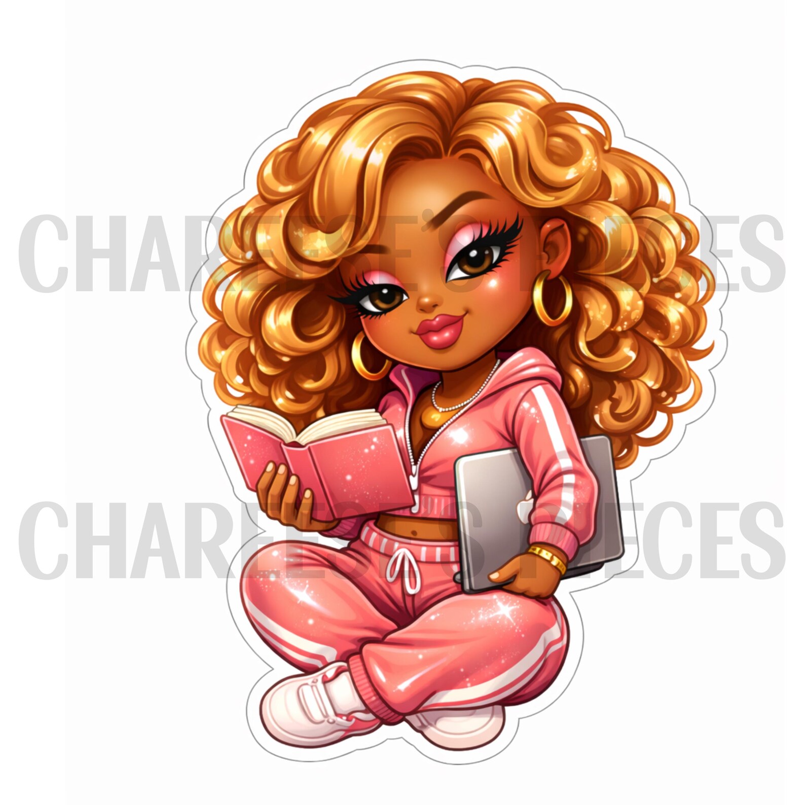 Boss Babe Cartoon PNG Bundle | Afro Glam Bratz Chibi Girl Stickers ...