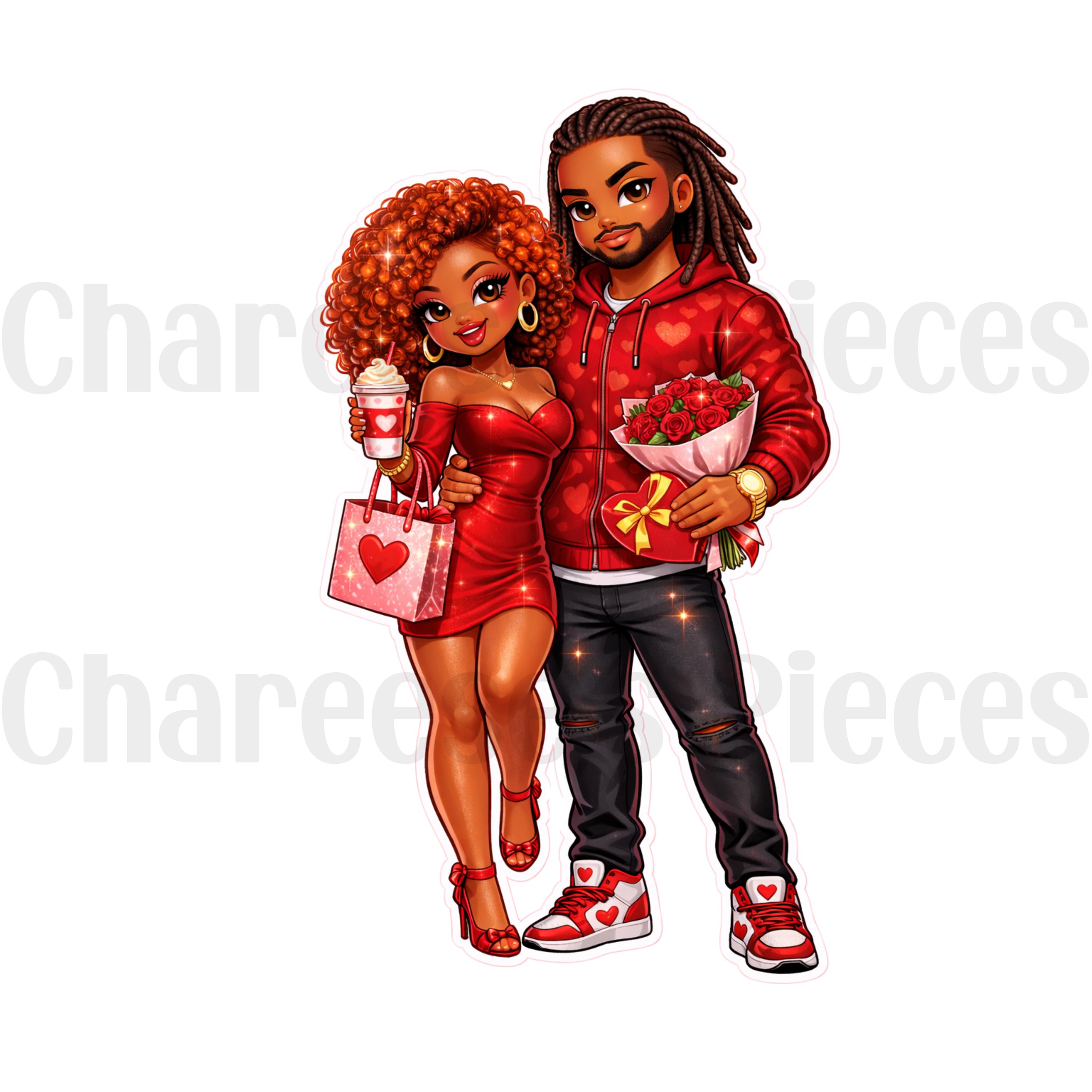 Cuffed & Cute™ Valentine Sticker Pack | Afro Glam Couple Pngs | Black ...