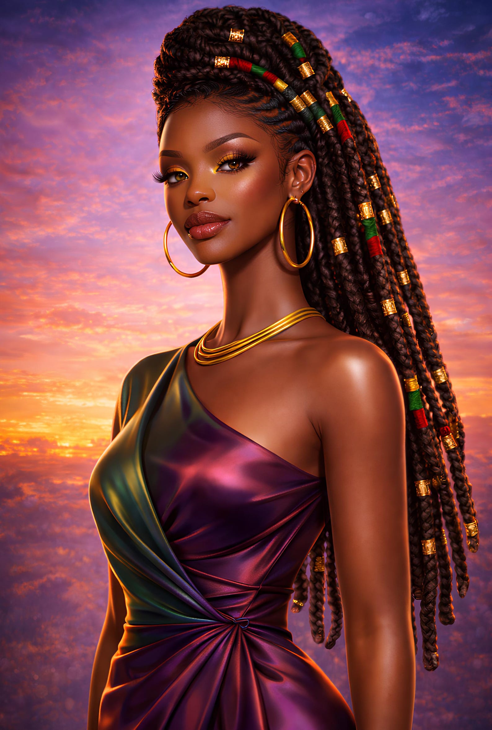 Six Luxury Afro-glam Black History Month PNG Bundle | Regal Black Woman ...