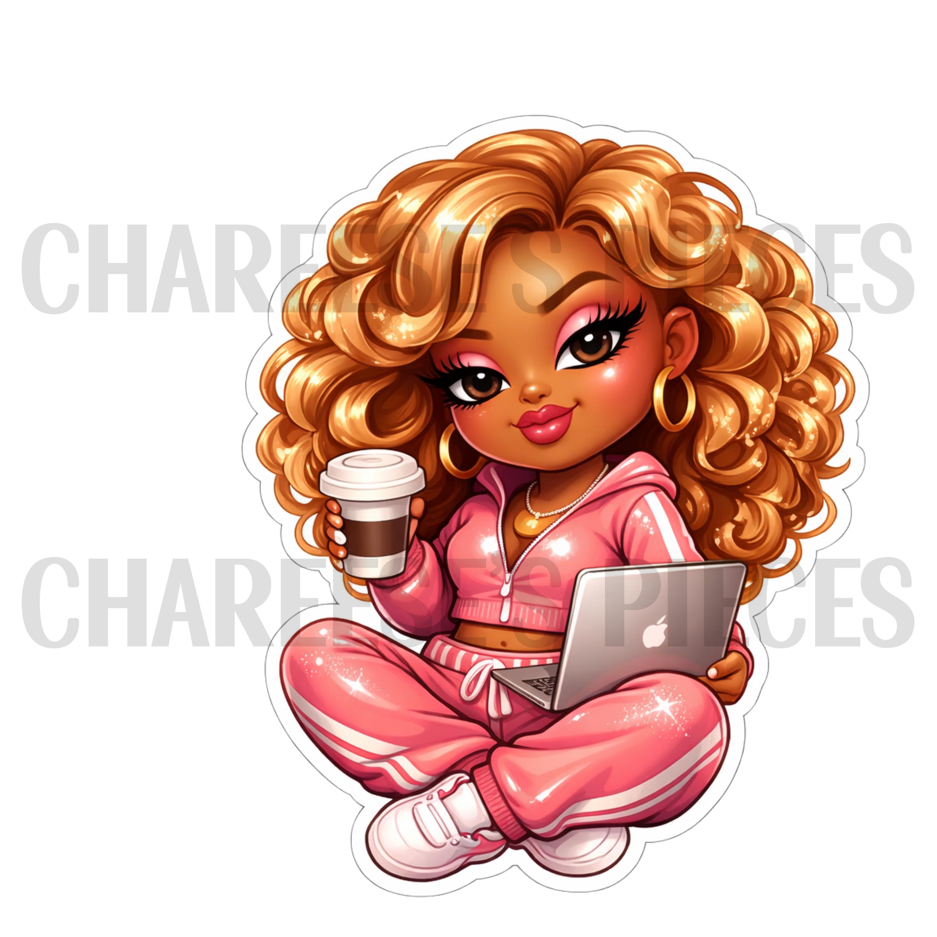 Boss Babe Cartoon PNG Bundle | Afro Glam Bratz Chibi Girl Stickers ...