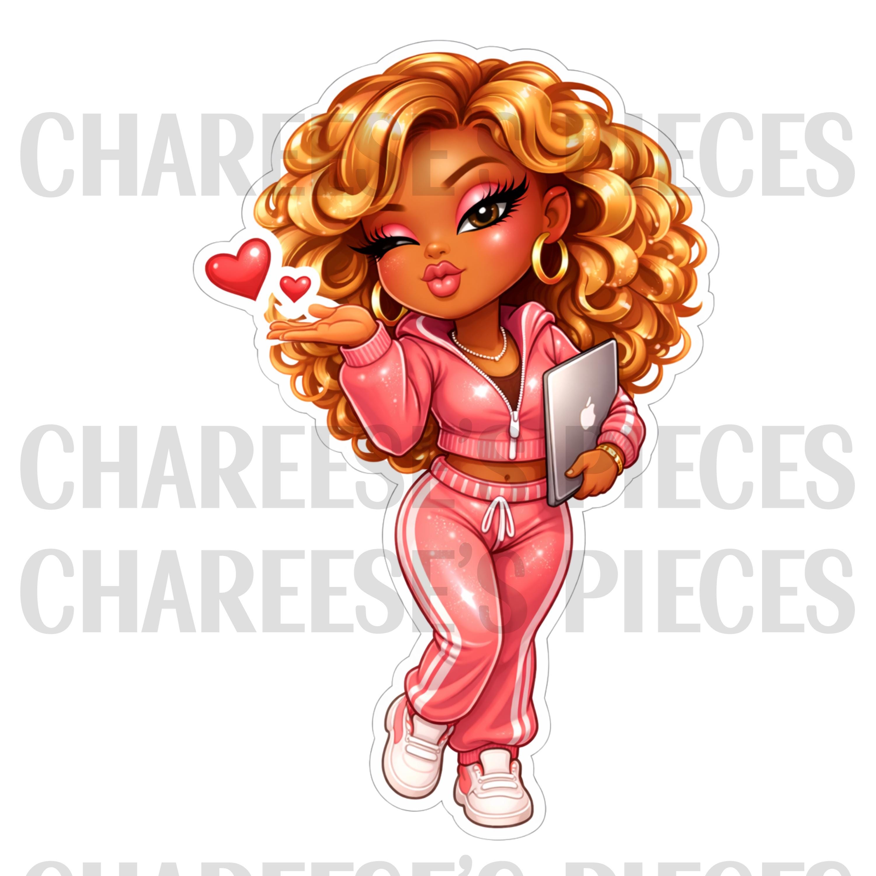 Boss Babe Cartoon PNG Bundle | Afro Glam Bratz Chibi Girl Stickers ...