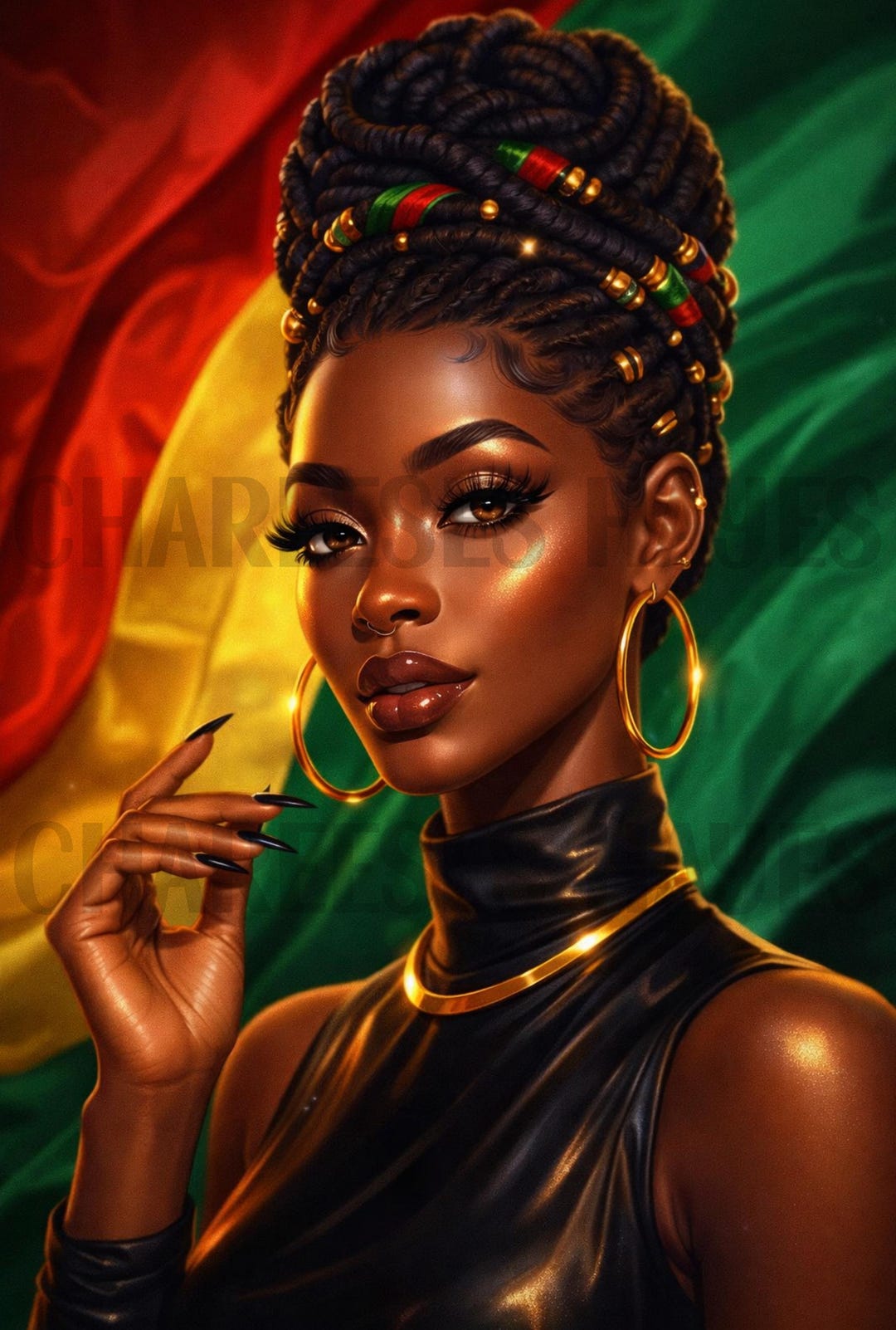 One Luxury Black History Month PNG | Afro-glam Black Woman Art ...