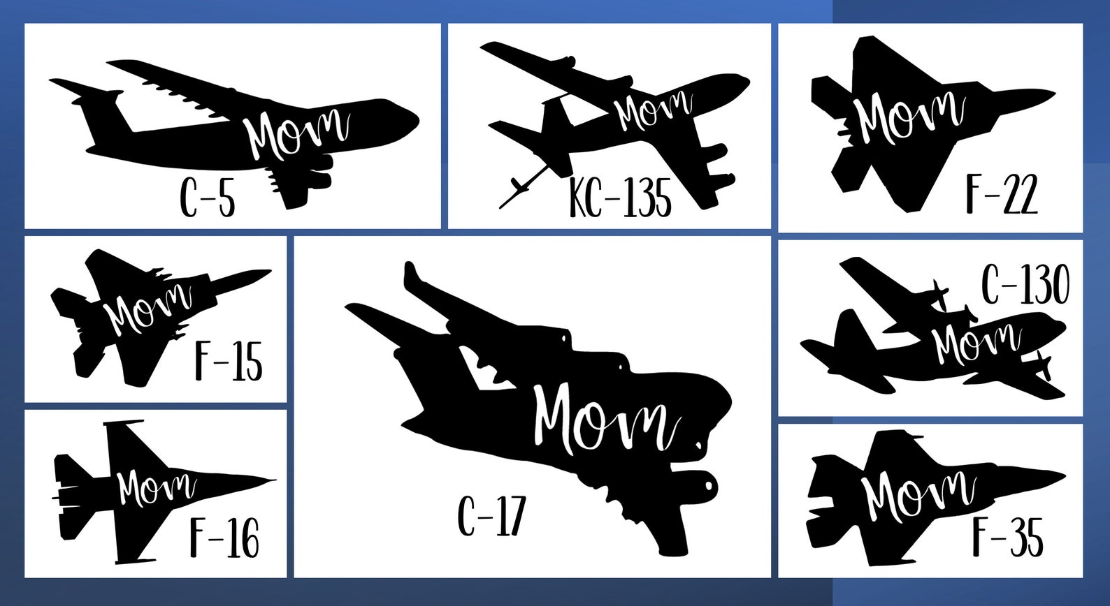 Air Force Mom decal C17 C5 F16 F15 F35 F22 KC135 C130 pilot | Etsy