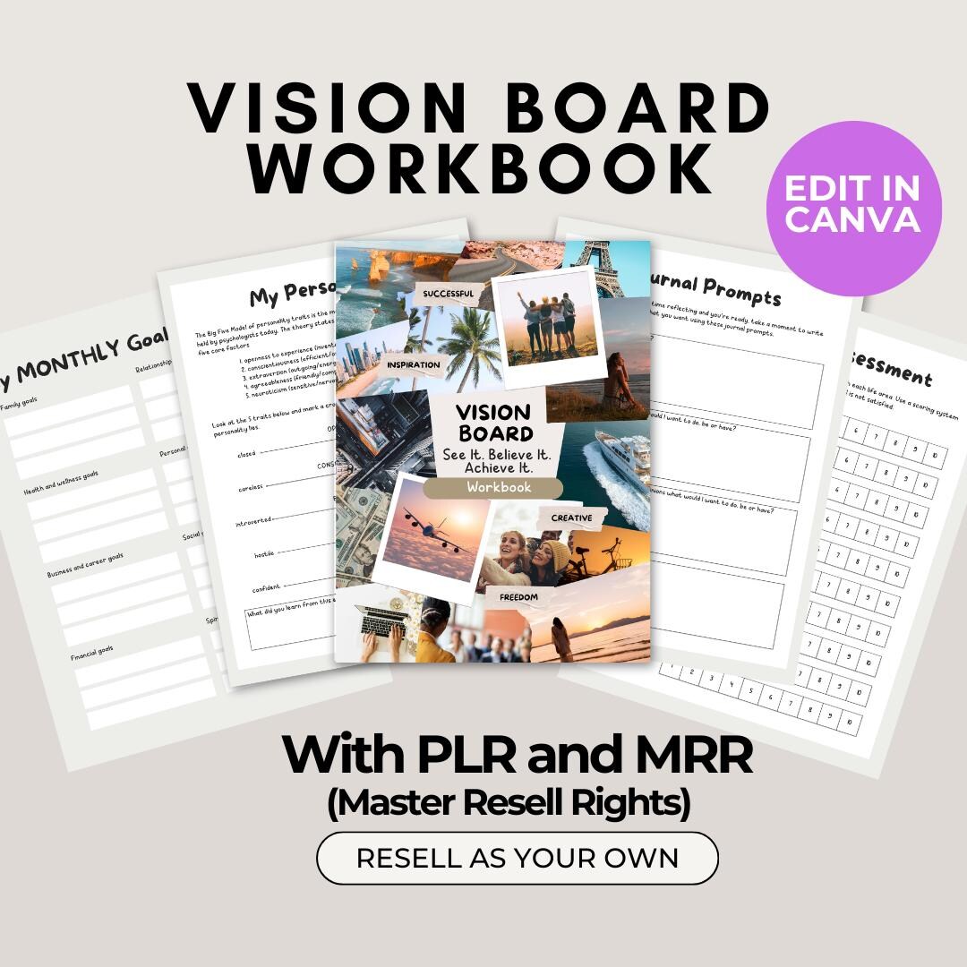 2026 Vision Board Workbook With Resell Rights, Visualization Tool ...