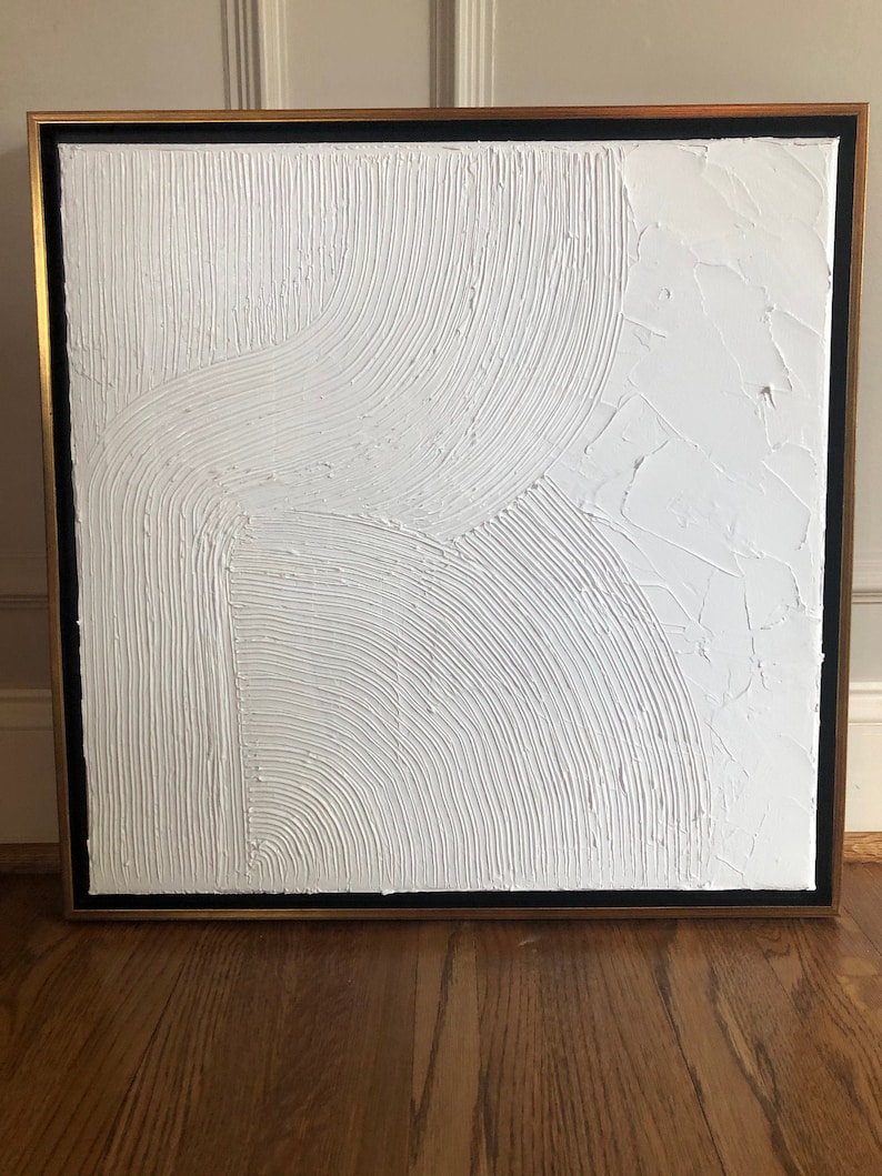 Gold floater white texture canvas gilded metallic | Etsy