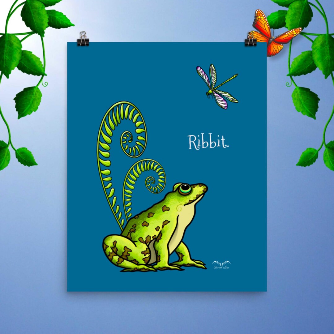 Pretty Frog Art Print Cute Cottage Core Frog Wall Art - Etsy